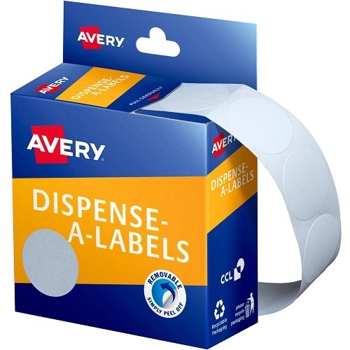 Avery Removable Dispenser Labels 24mm Round White Pack of 500